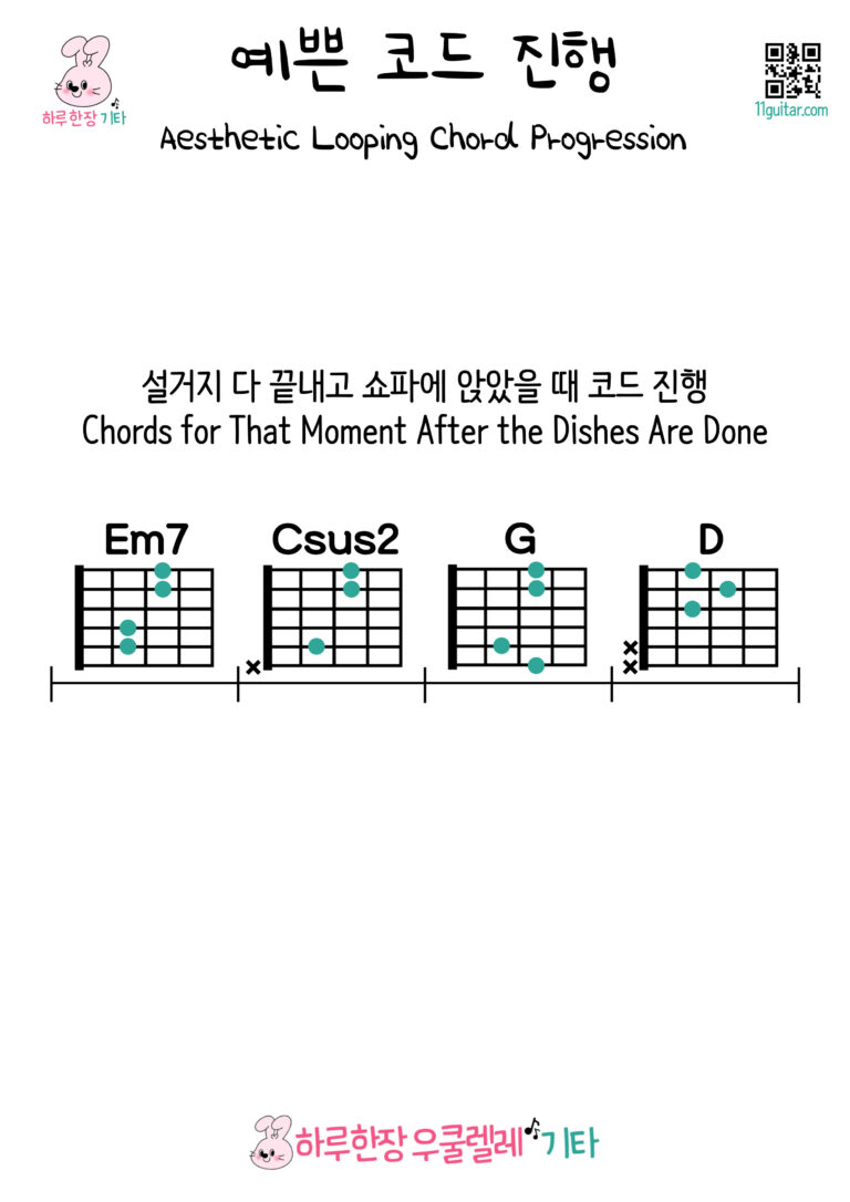 Em7-Csus2-G-D(설거지 다 끝내고 쇼파에 앉았을 때 코드 진행) Chords for That Moment After ...