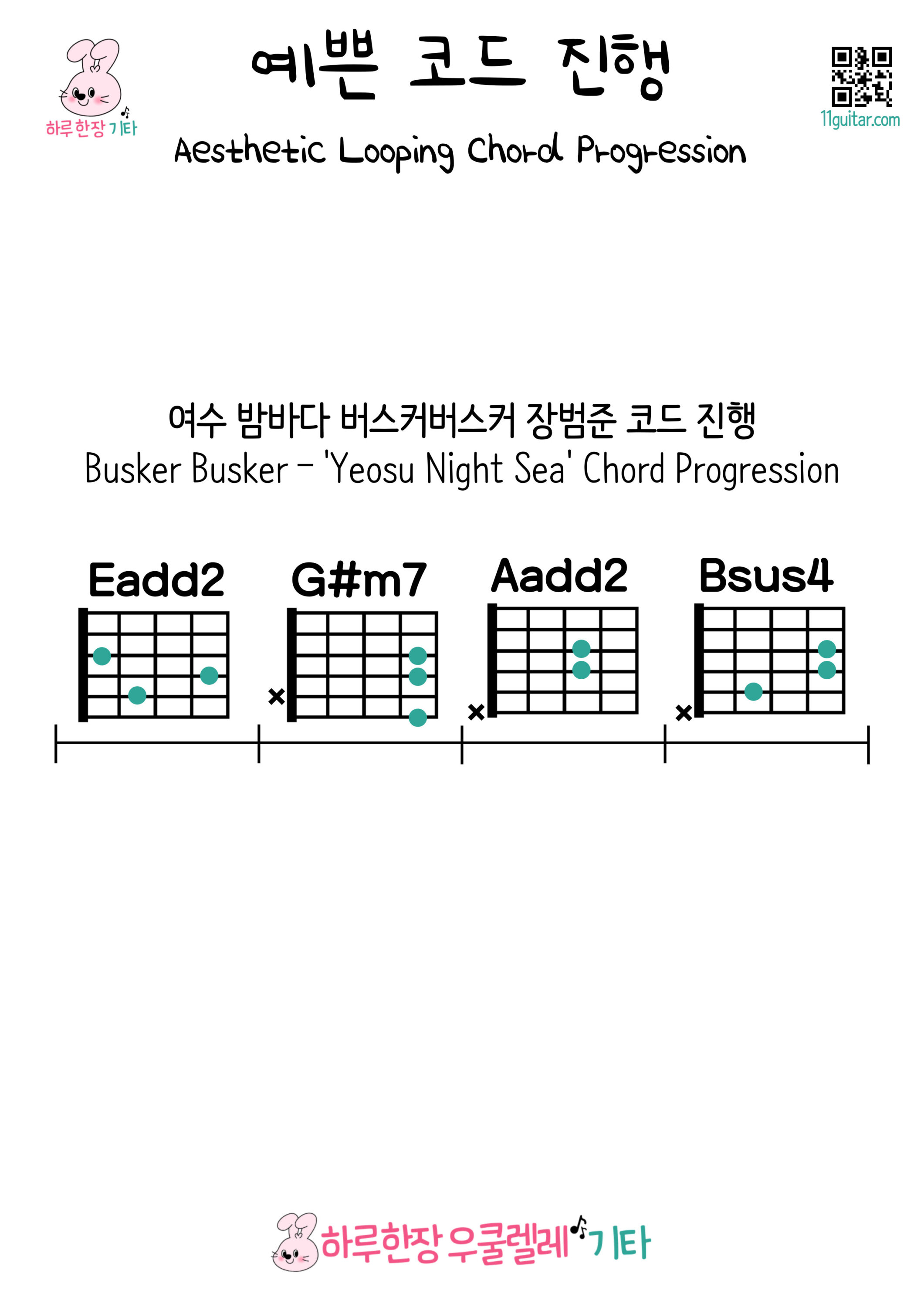 Eadd2-G#m7-Aadd2-Bsus4(여수 밤바다 버스커버스커 장범준 코드 진행) Busker Busker – 'Yeosu ...
