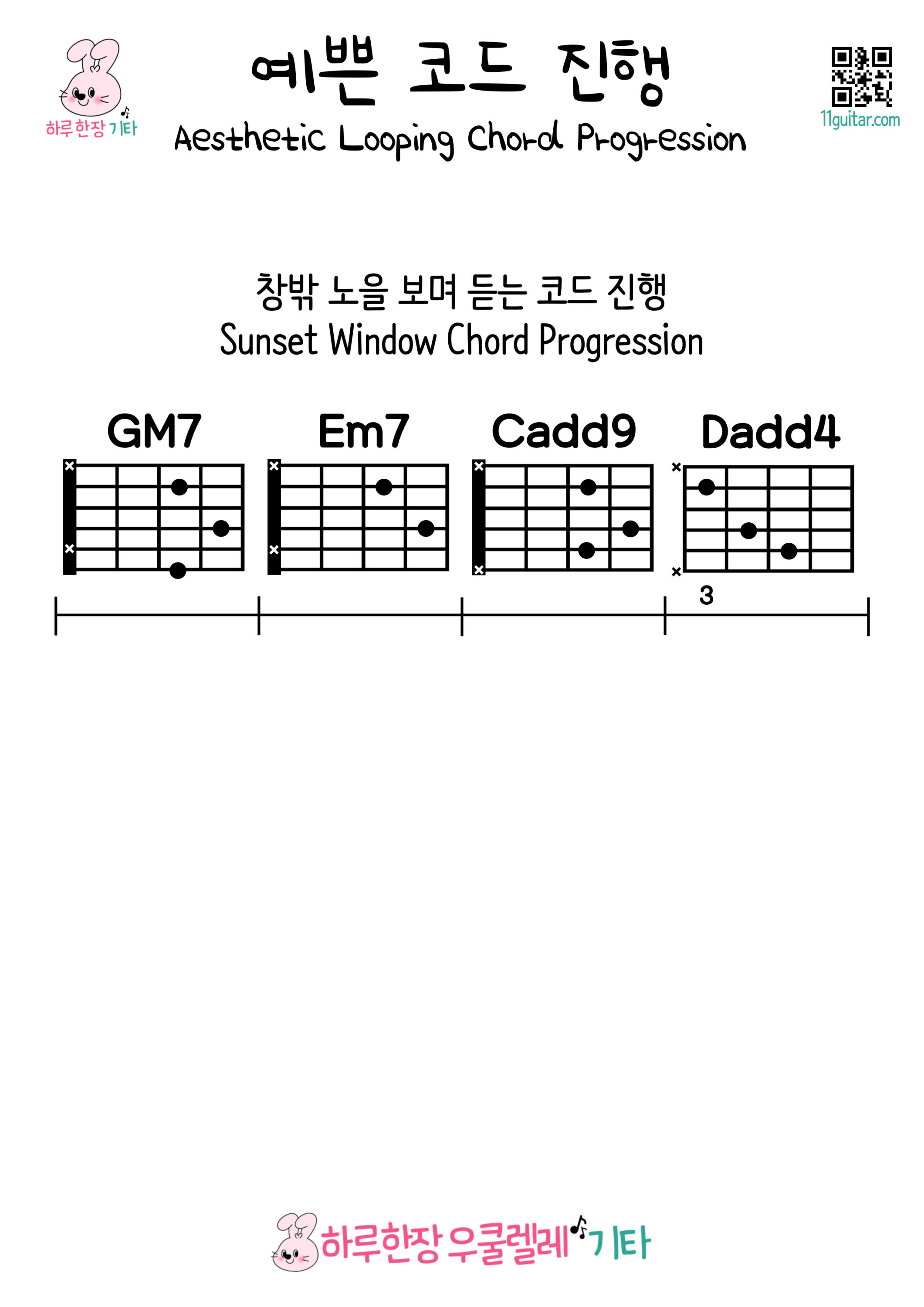 GM7-Em7-Cadd9-Dadd4(창밖 노을 보며 듣는 코드 진행) Sunset Window Chord Progression ...