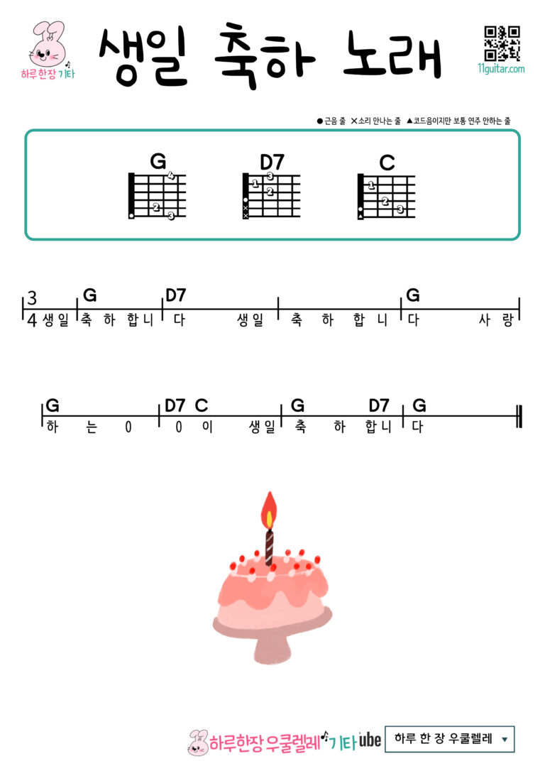 가을 우체국 앞에서(윤도현) 쉬운 기타 코드 악보 In front of the autumn post office (Yoon Do ...